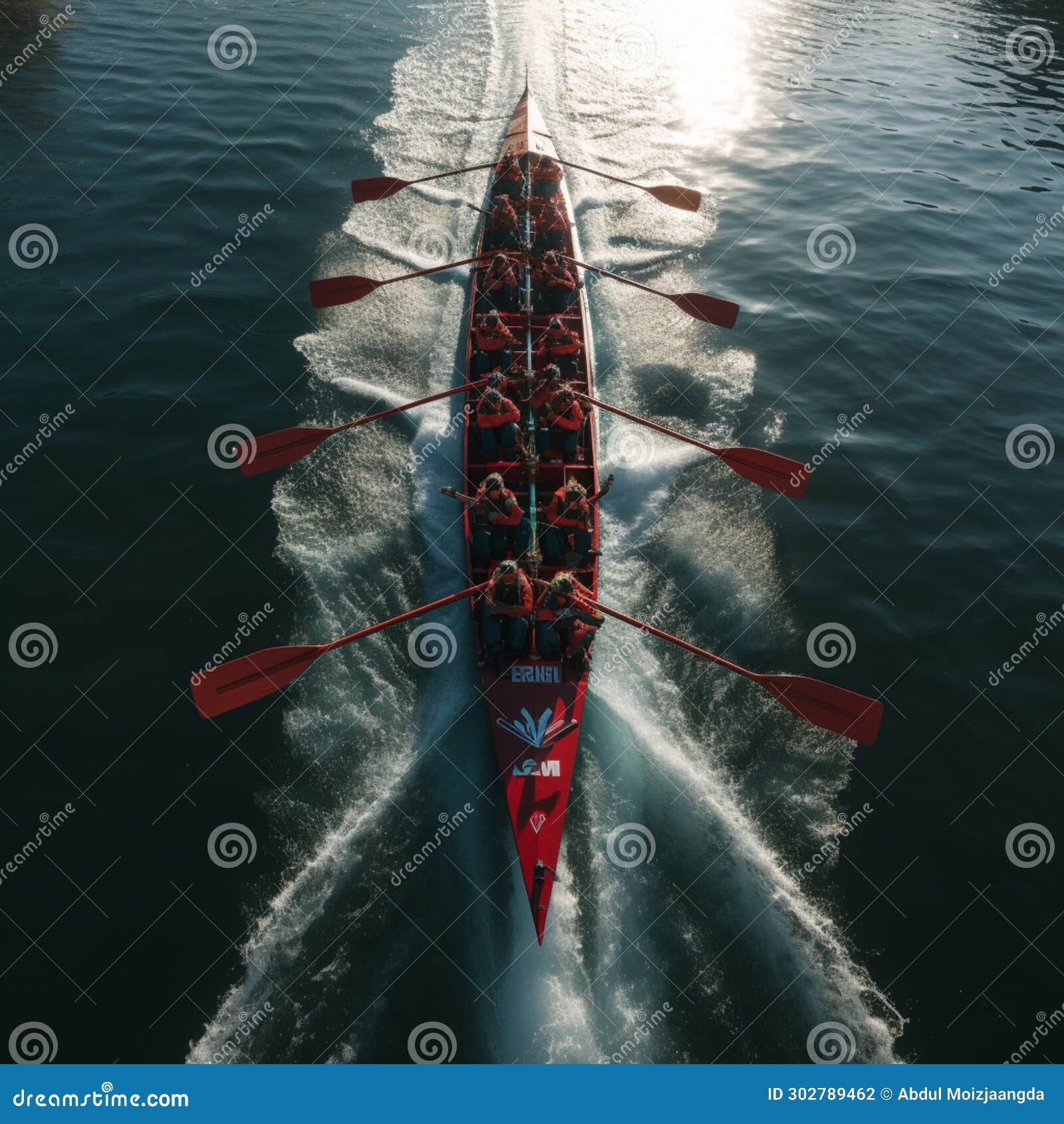 Seamless Teamwork in an Aerial View of Synchronized Rowing Team Stock ...