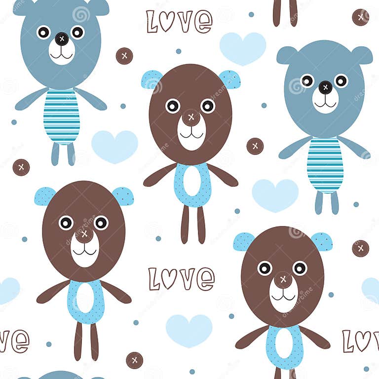 Seamless Teddy Bear Pattern Vector Illustration Stock Vector ...