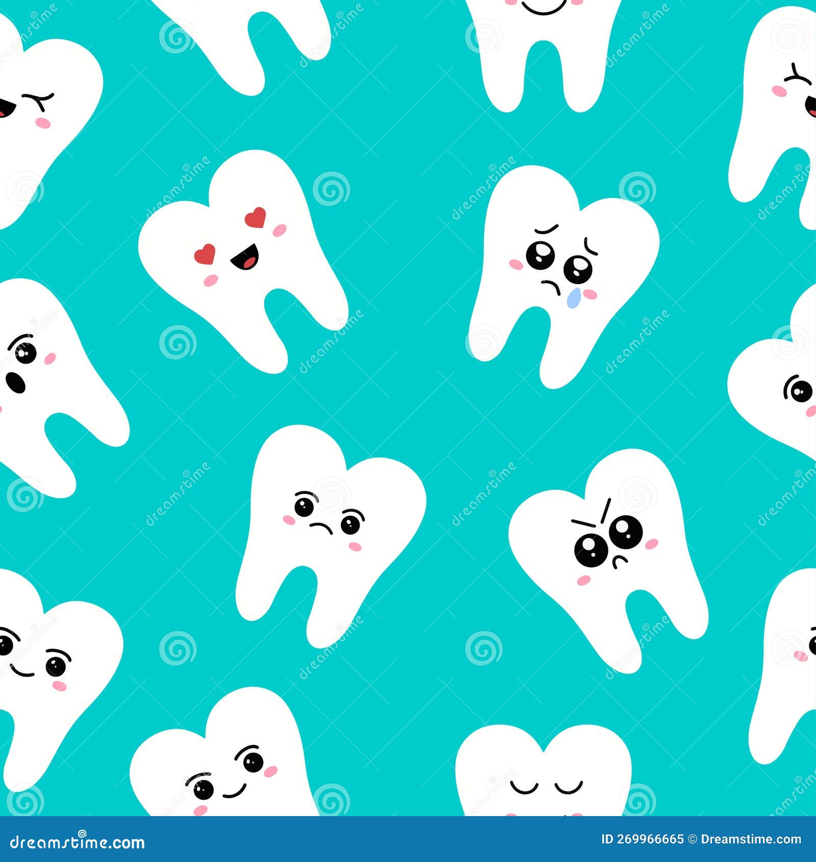 Seamless Teeth Pattern, with Different Facial Expressions. Teeth in the ...