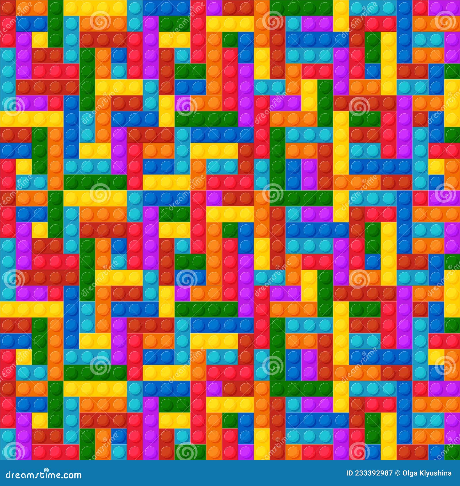 Seamless Template of Realistic Colored Plastic Bricks. Construction ...