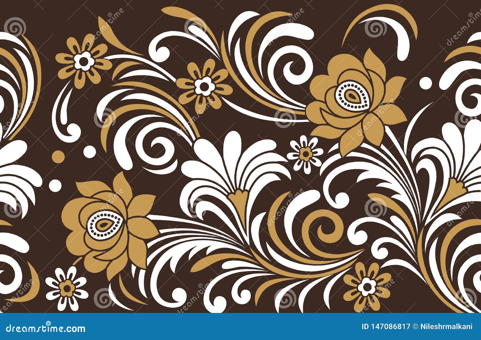 Seamless Textile Floral Border Design Stock Illustration - Illustration ...