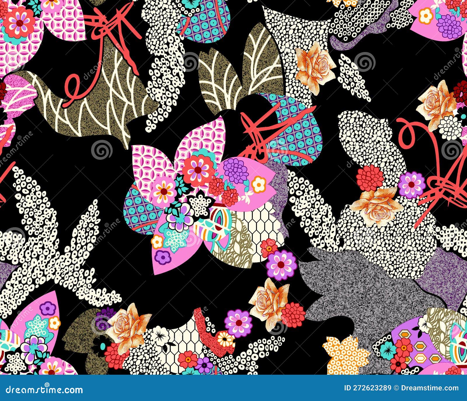 Seamless Textile Floral Pattern Design Stock Illustration ...