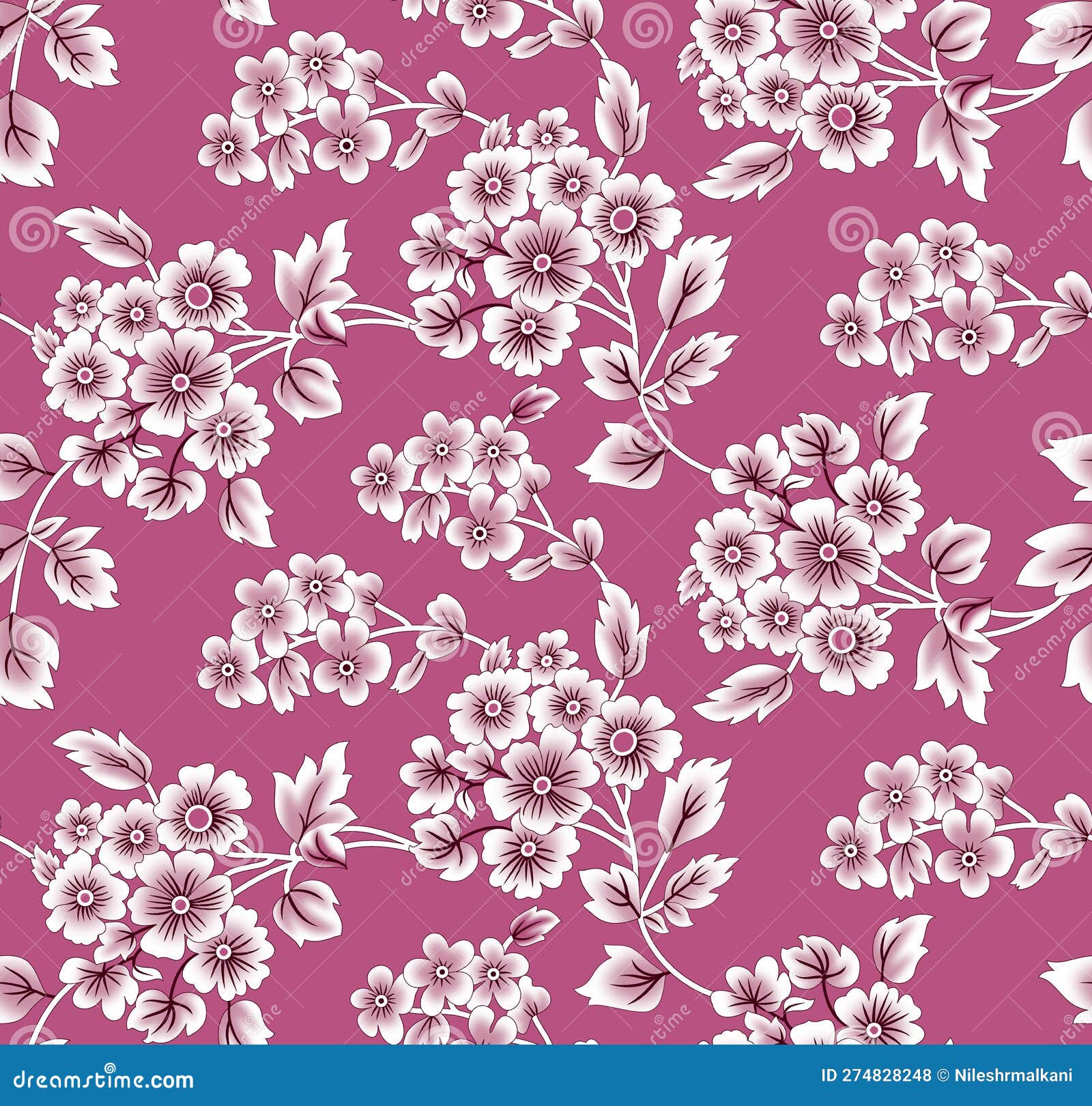 Seamless Textile Flower Pattern Design Stock Illustration ...