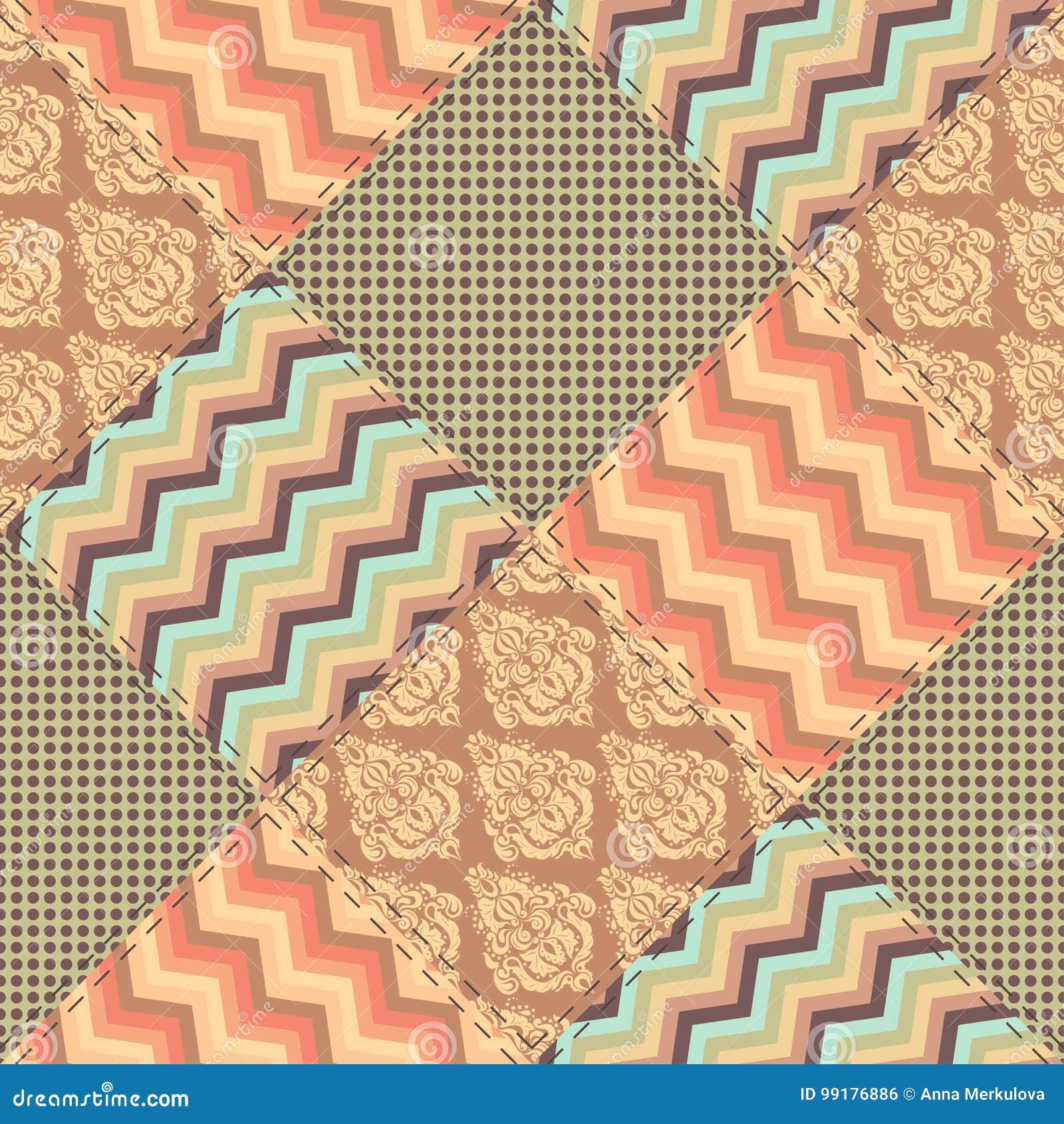 Seamless Textile Patchwork Pattern Stock Vector - Illustration of abstract, fabric: 99176886