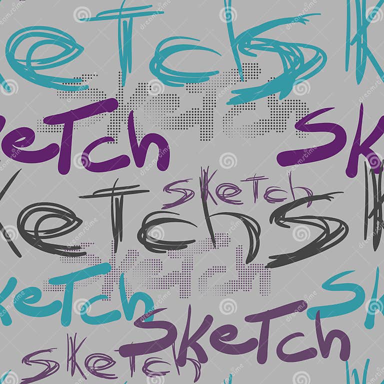 Seamless Textile Pattern and the Words Sketch Stock Vector ...