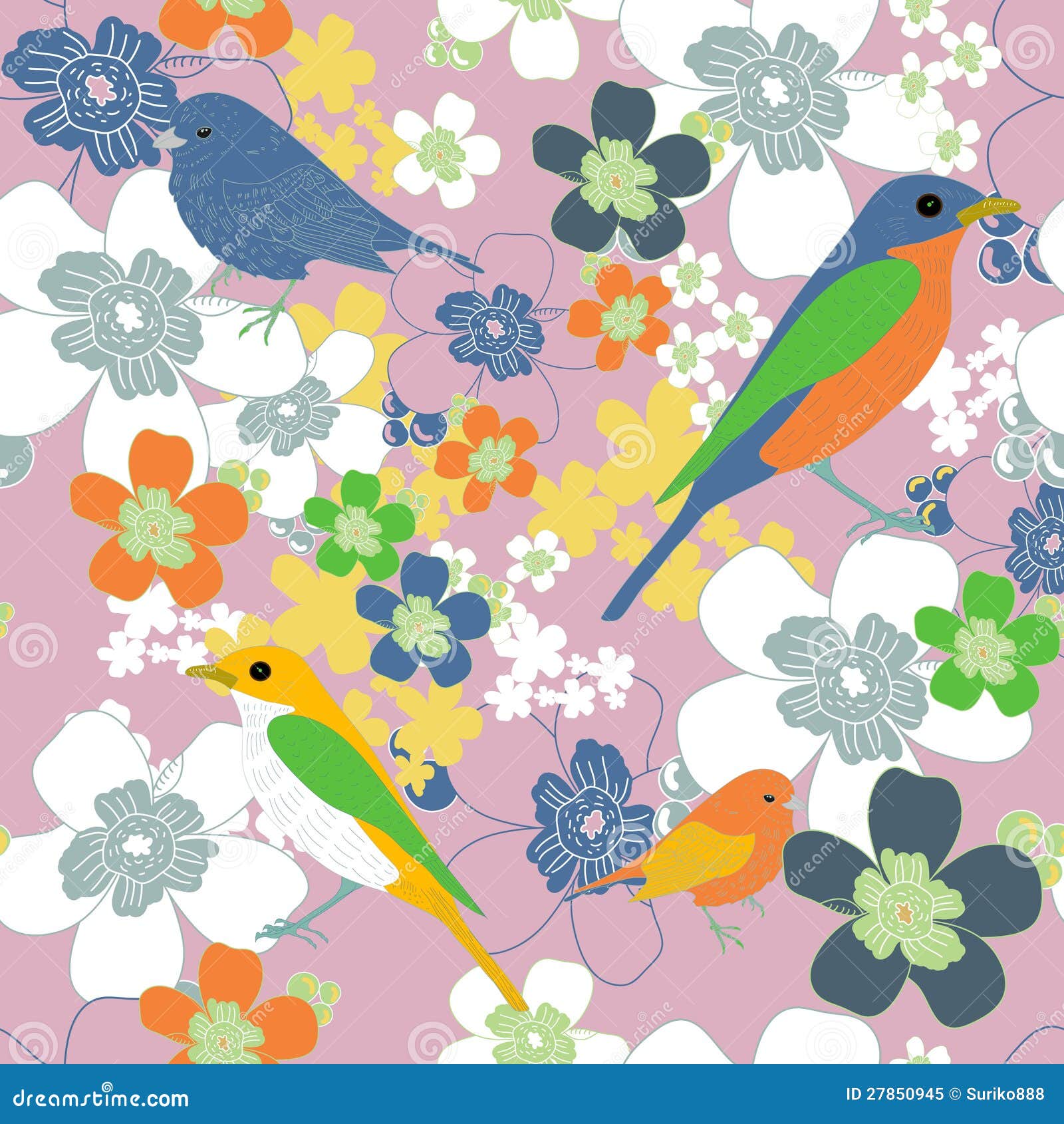 Seamless texture stock vector. Illustration of bird, backdrop - 27850945