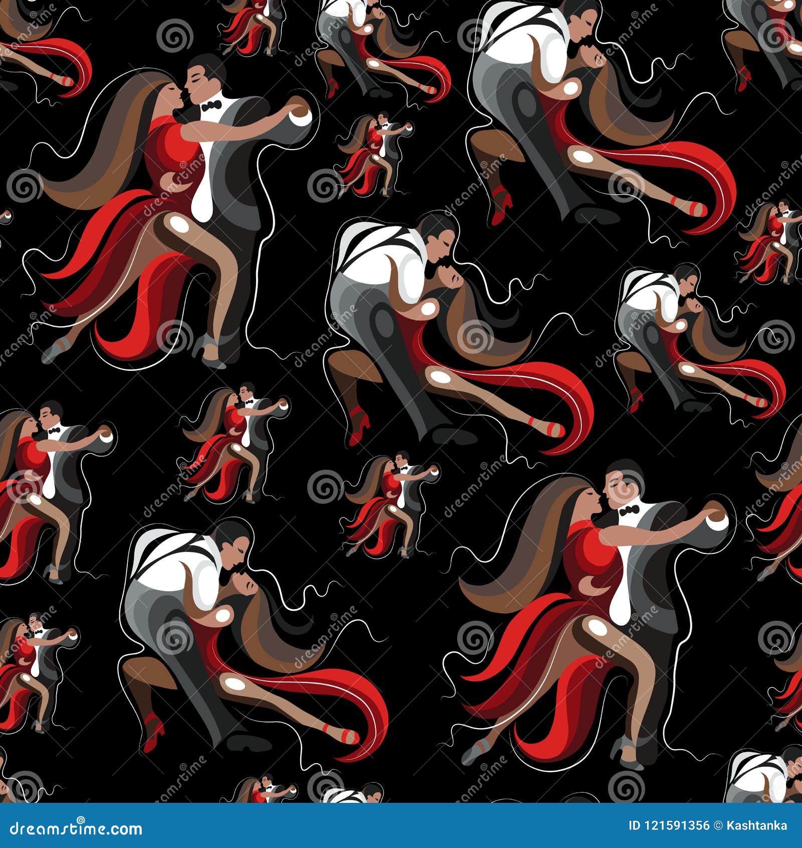 Seamless Texture with Abstract Dancers 1 Stock Vector - Illustration of ...