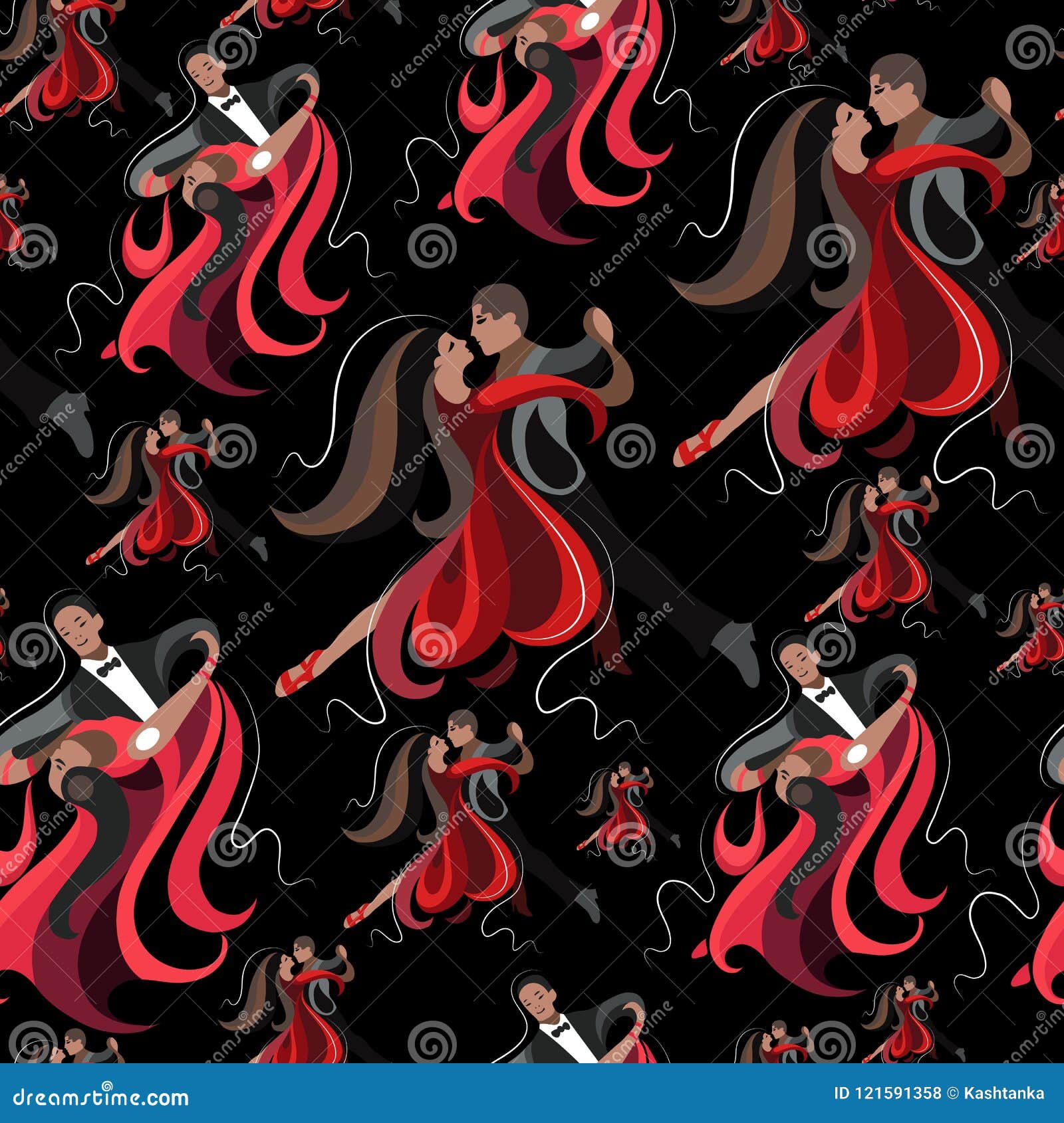Seamless Texture with Abstract Dancers 2 Stock Vector - Illustration of ...