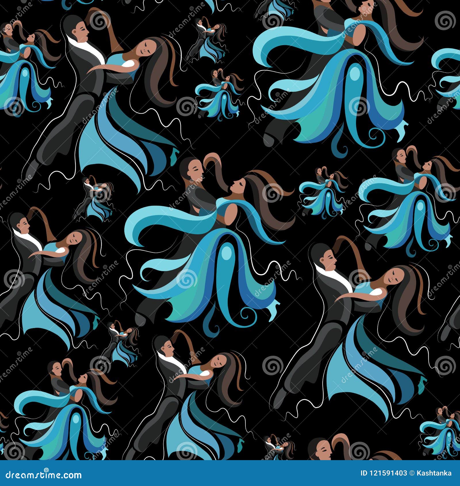 Seamless Texture with Abstract Dancers 4 Stock Vector - Illustration of ...