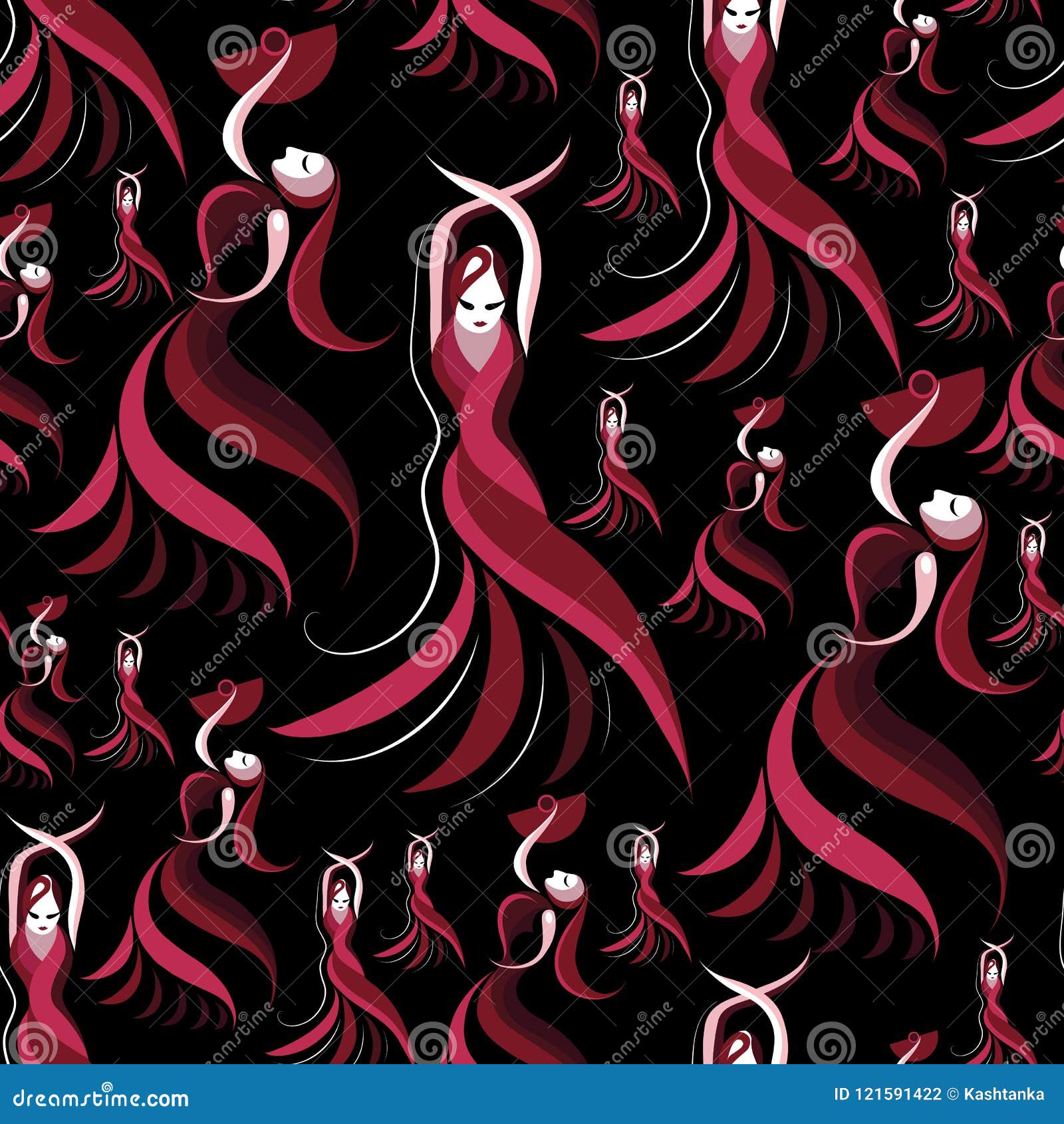 Seamless Texture with Abstract Dancers 6 Stock Vector - Illustration of ...