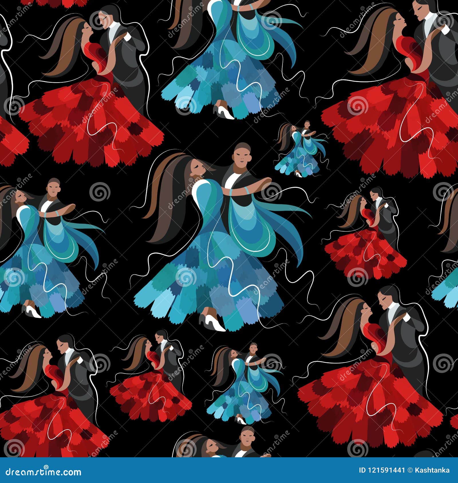 Seamless Texture with Abstract Dancers 5 Stock Vector - Illustration of ...