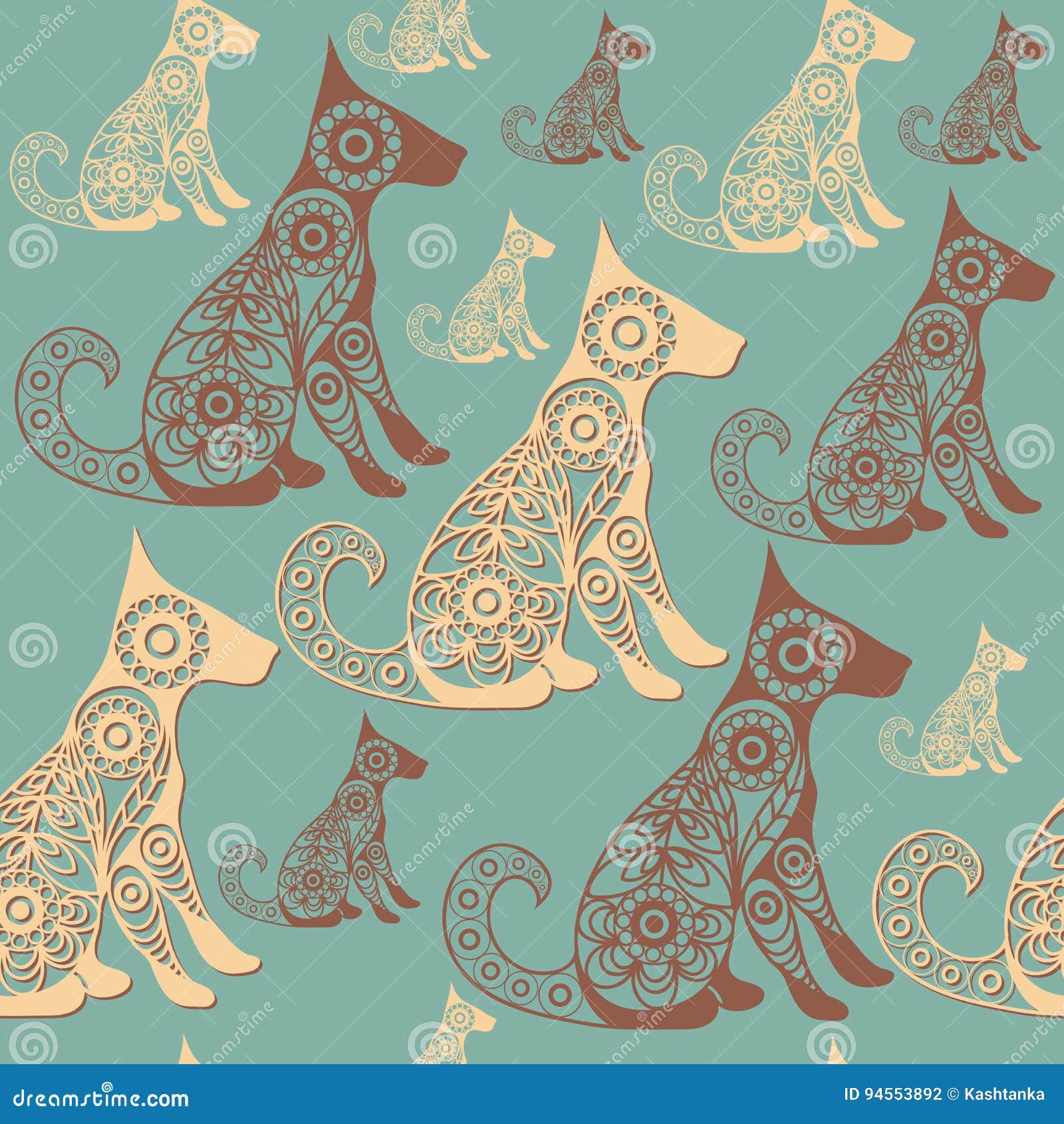 Seamless Texture with Abstract Dog 2 Stock Vector - Illustration of ...