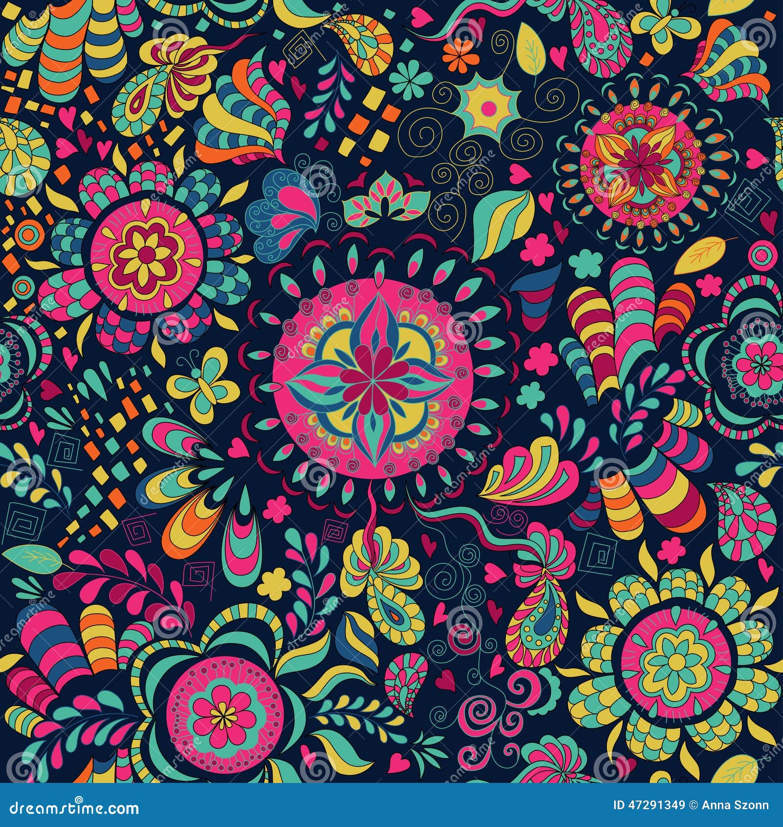 Seamless Texture with Abstract Flowers. Stock Vector - Illustration of ...