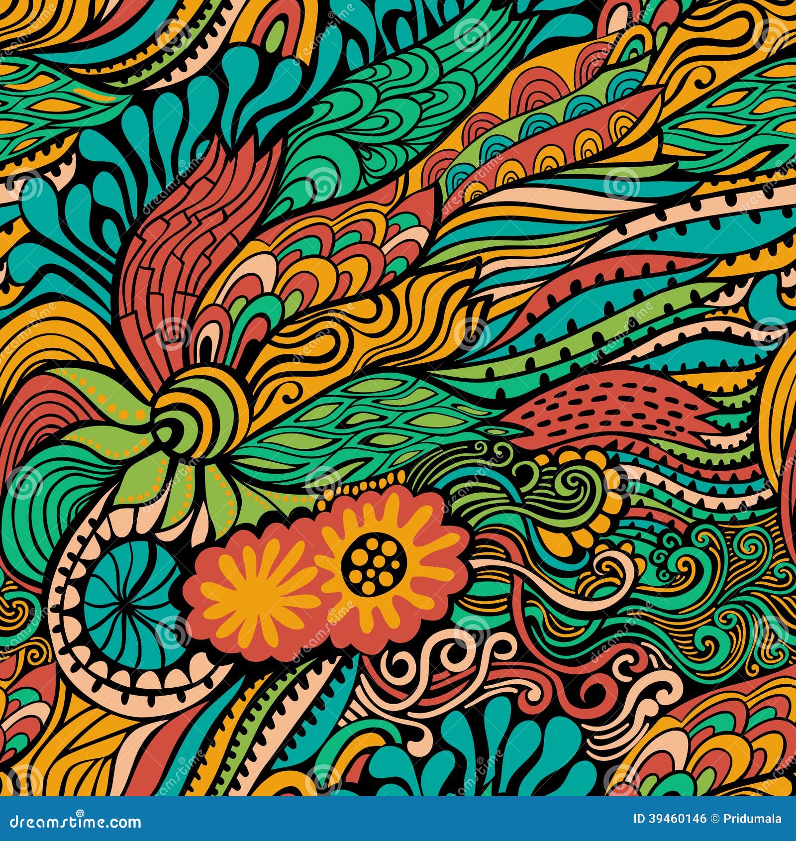 Seamless Texture with Abstract Flowers. Endless Background Stock ...