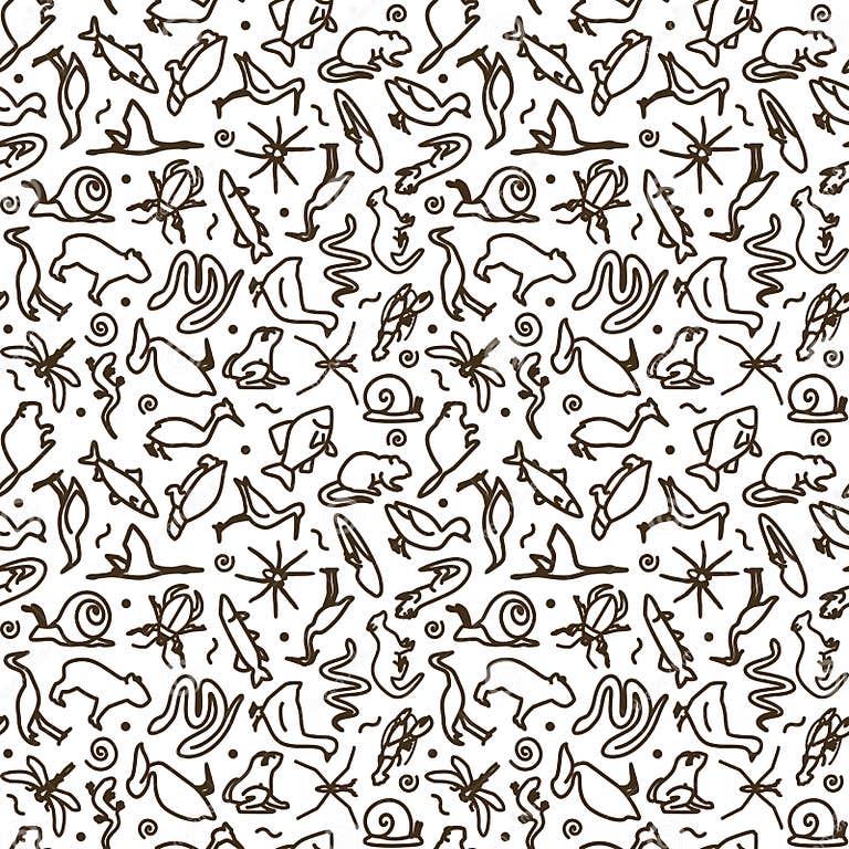 Seamless Texture - Animals on a Bog Stock Vector - Illustration of ...