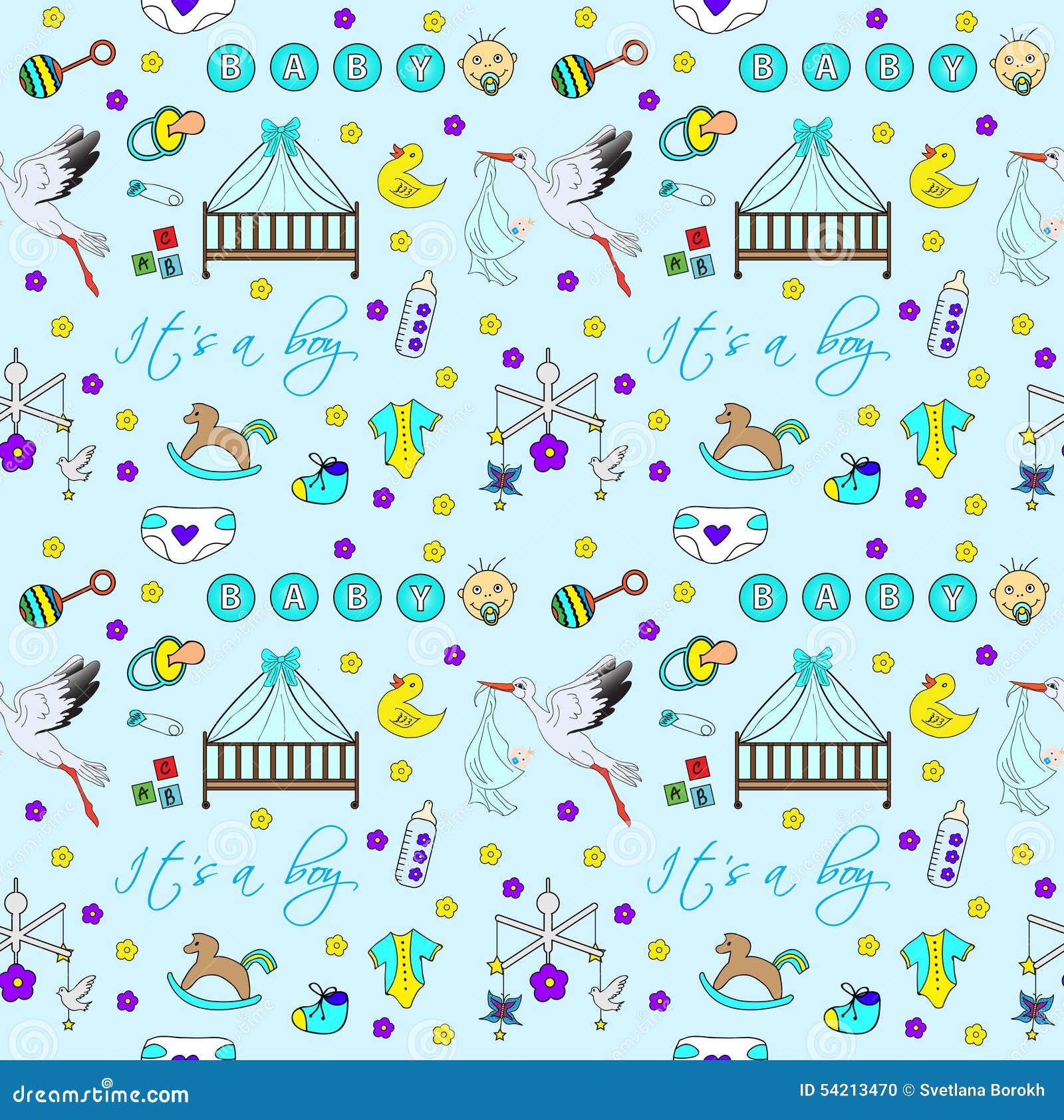 Seamless texture baby boy stock vector. Illustration of bird - 54213470