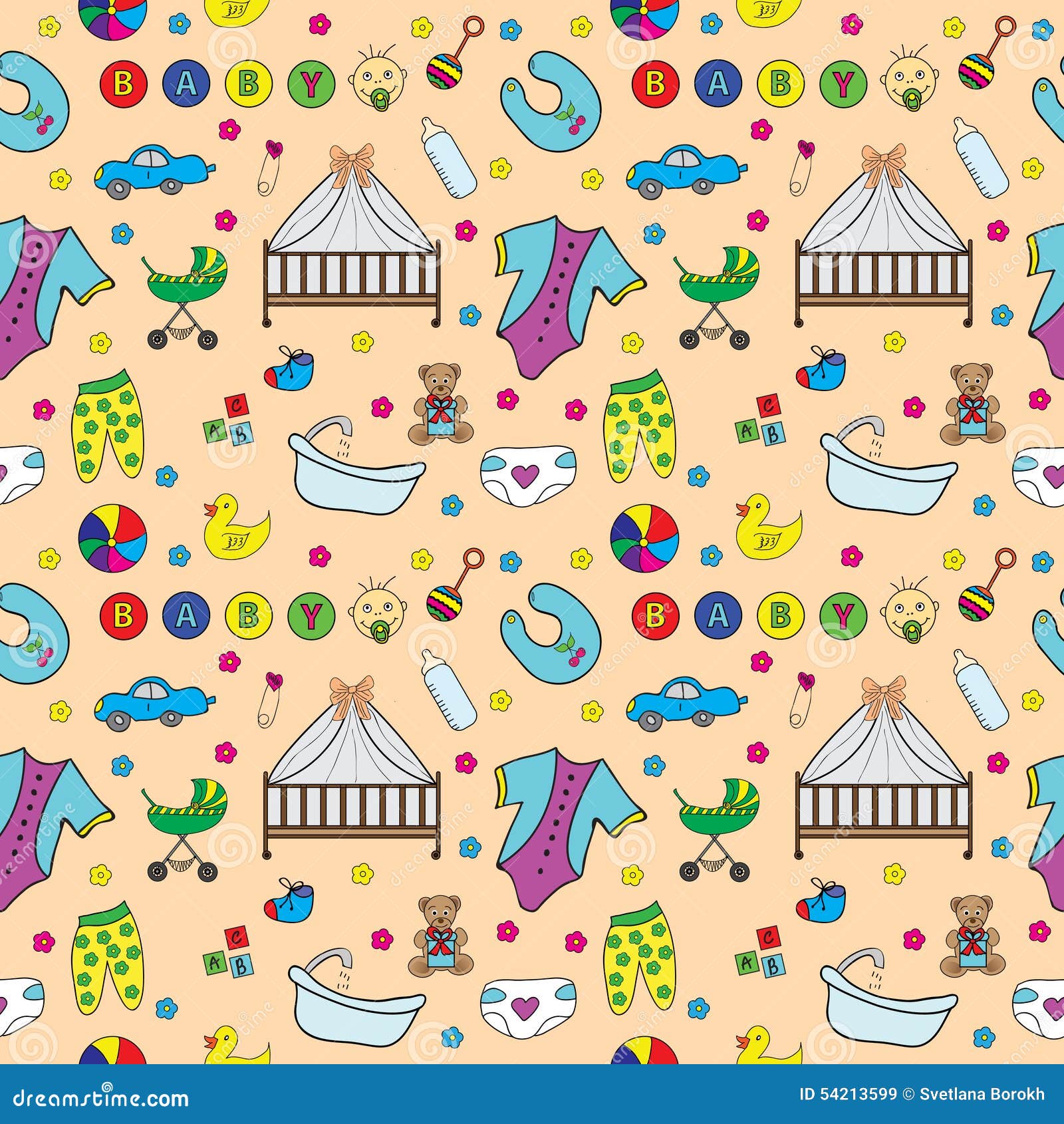 Seamless texture baby stock vector. Illustration of bathtub - 54213599