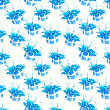 Seamless Texture Background of Blue Gift Wrap Boxes, Pattern Stock ...