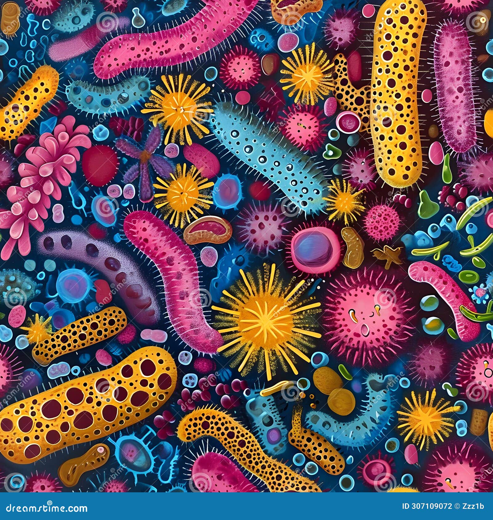 Seamless Texture and Background of Diverse Colorful Abstract Microbiome ...