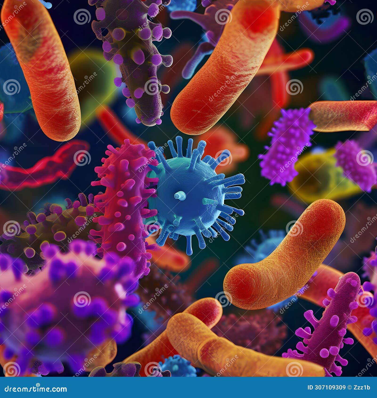 Seamless Texture and Background of Diverse Colorful Abstract Microbiome ...