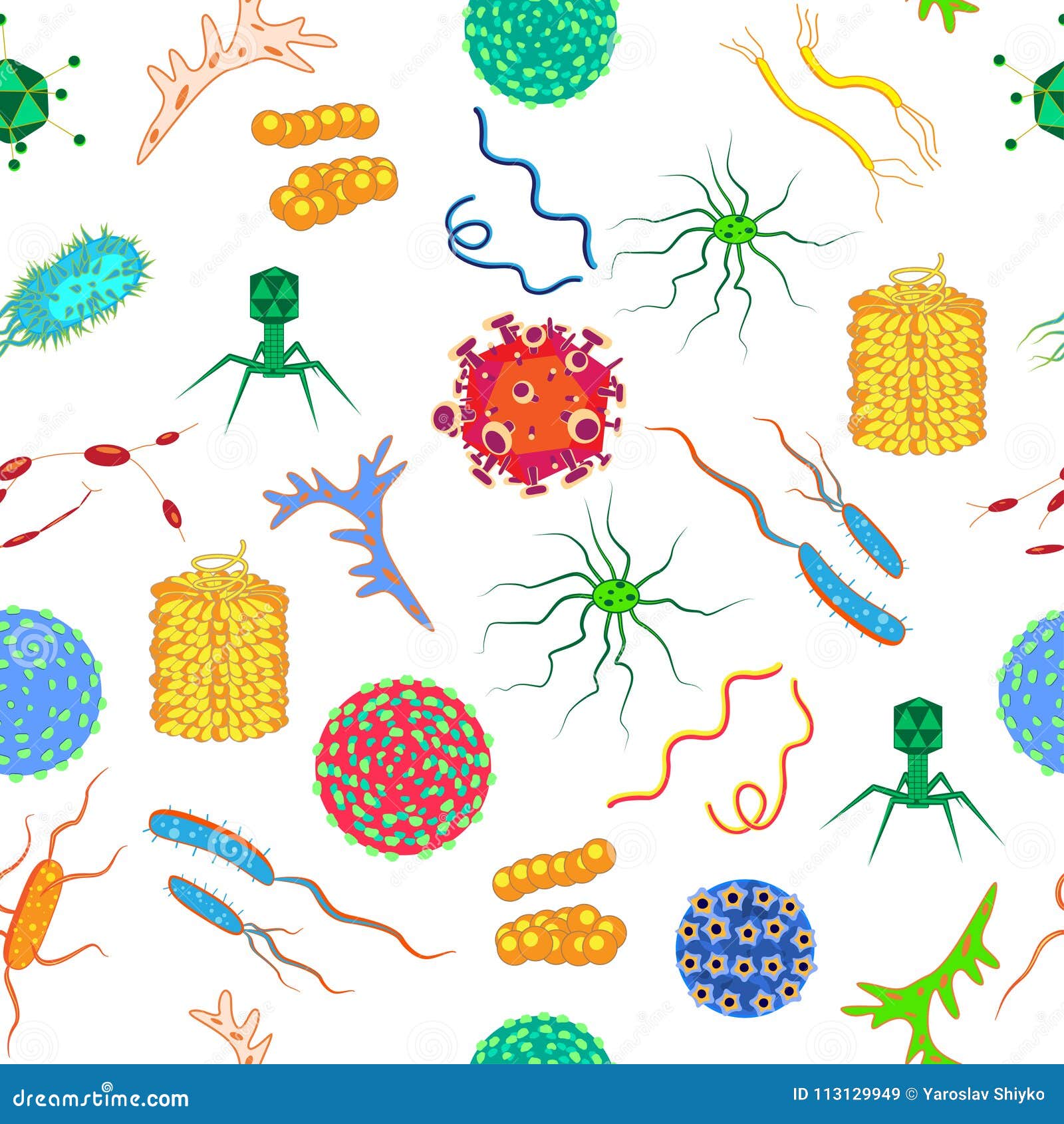 Seamless Texture with Bacteria and Germs. Vector Seamless Pattern ...