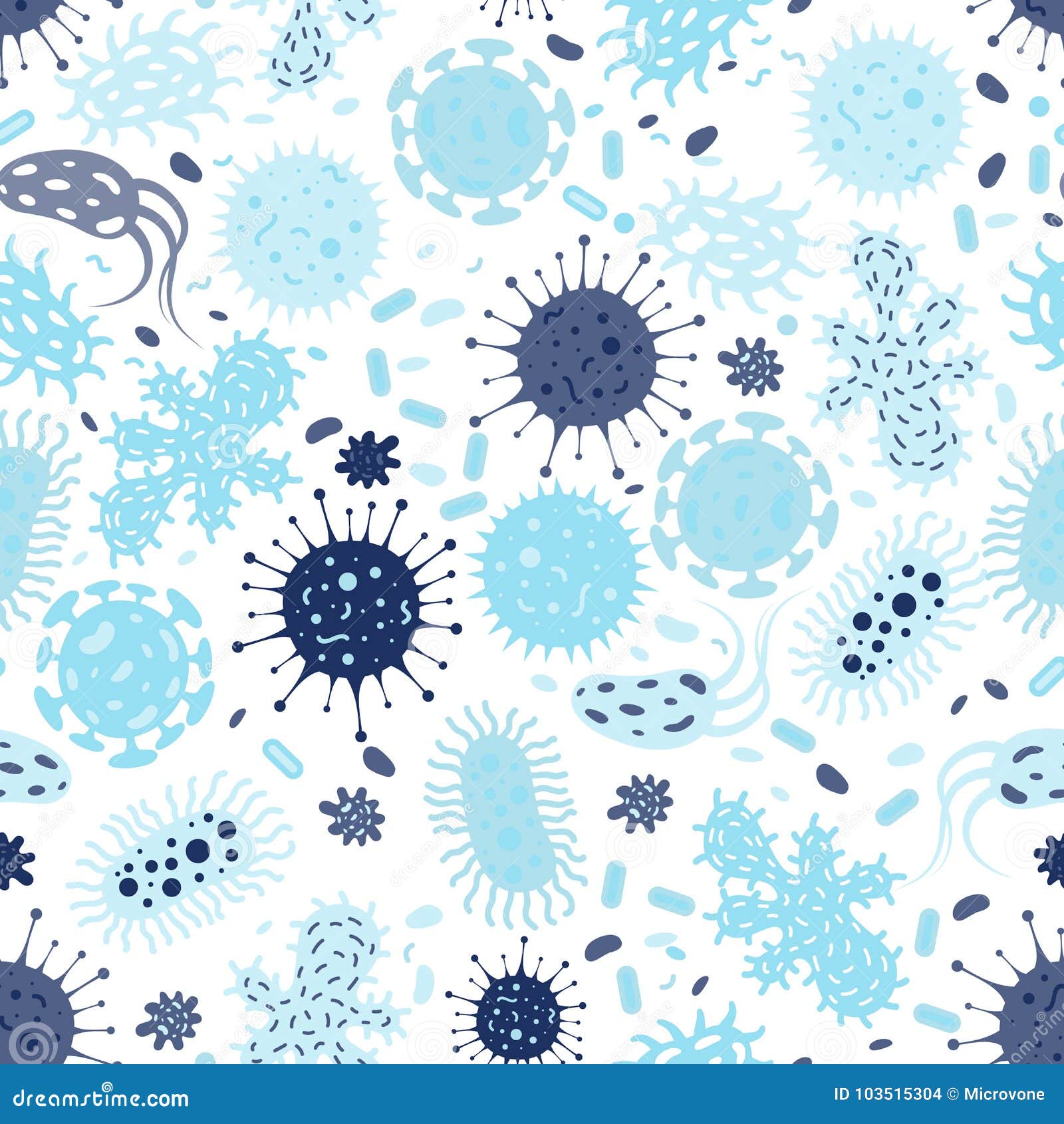 Seamless Texture with Bacterias and Germs. Vector Pattern Stock Vector ...