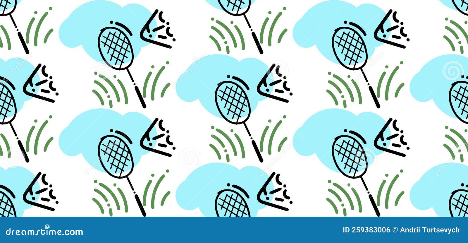 Seamless Texture of Badminton Rackets with Shuttlecocks, Vector Quality ...