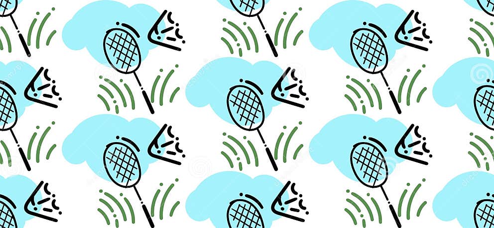 Seamless Texture of Badminton Rackets with Shuttlecocks, Vector Quality ...