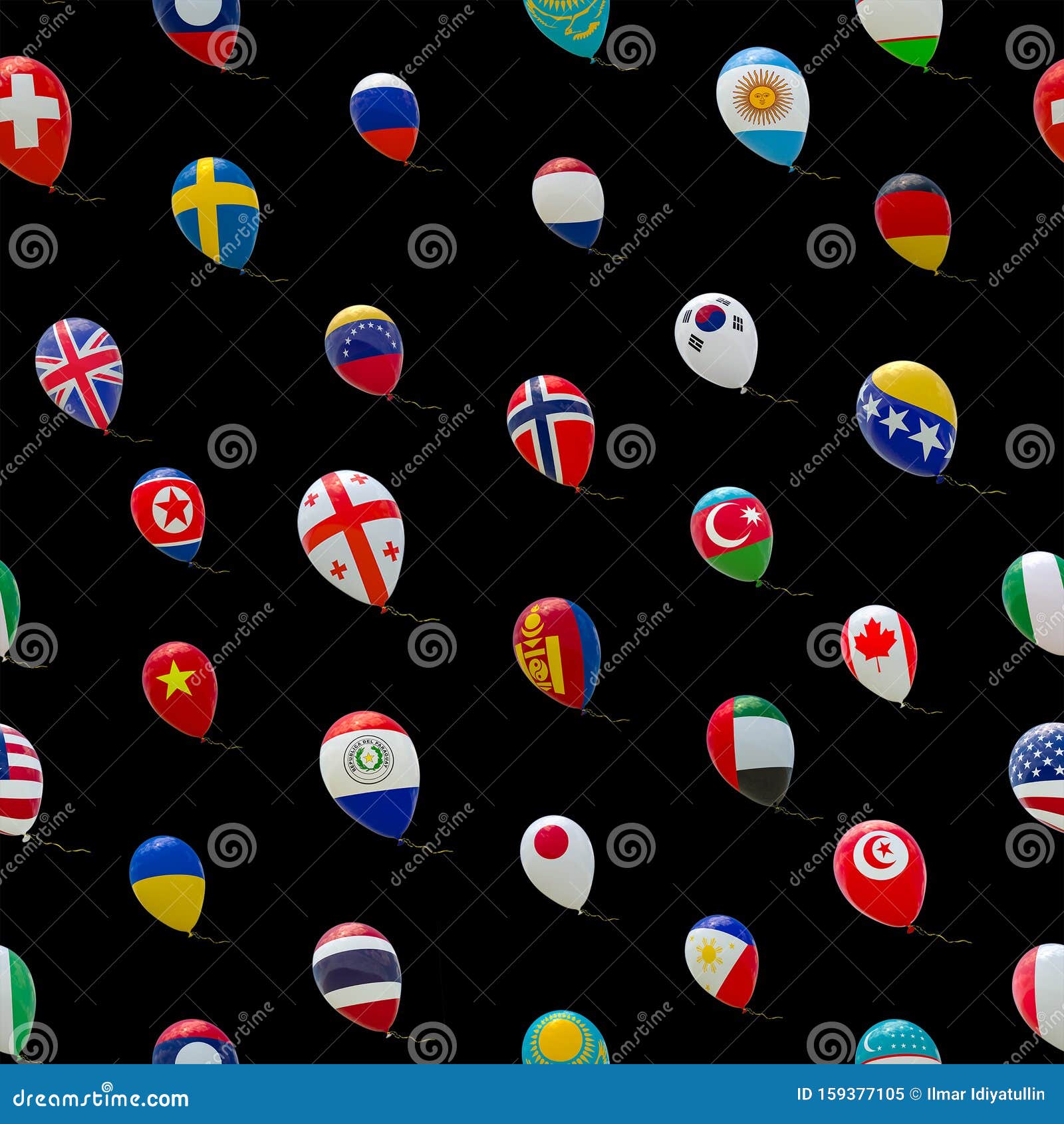 Images of National Flags on Balloons. Seamless Pattern Stock ...