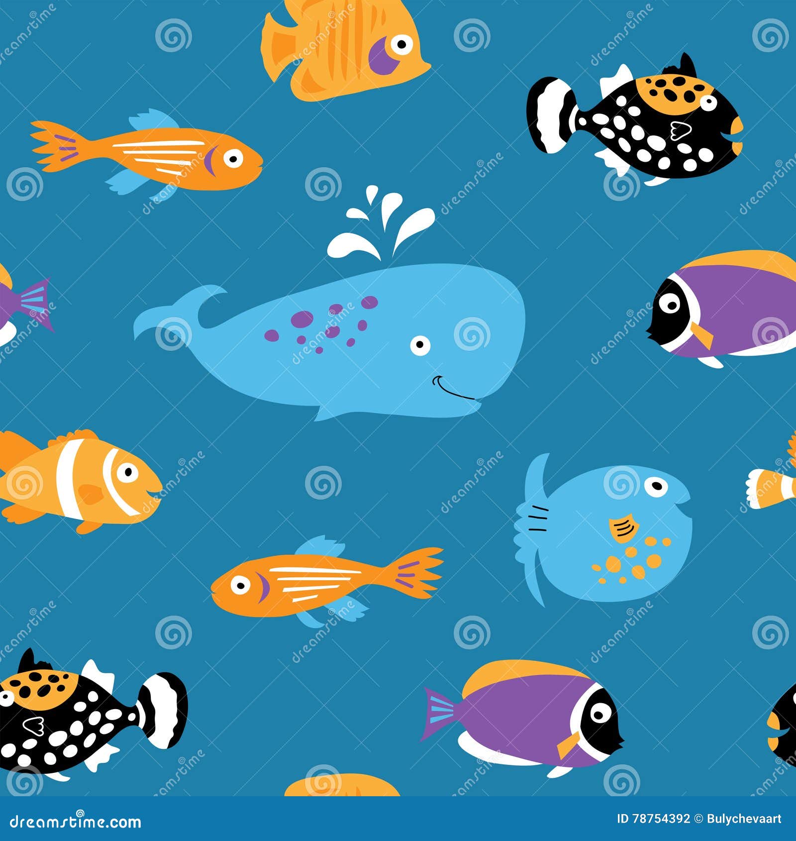Seamless Texture with Bare Marine Tropical Fish Stock Vector ...