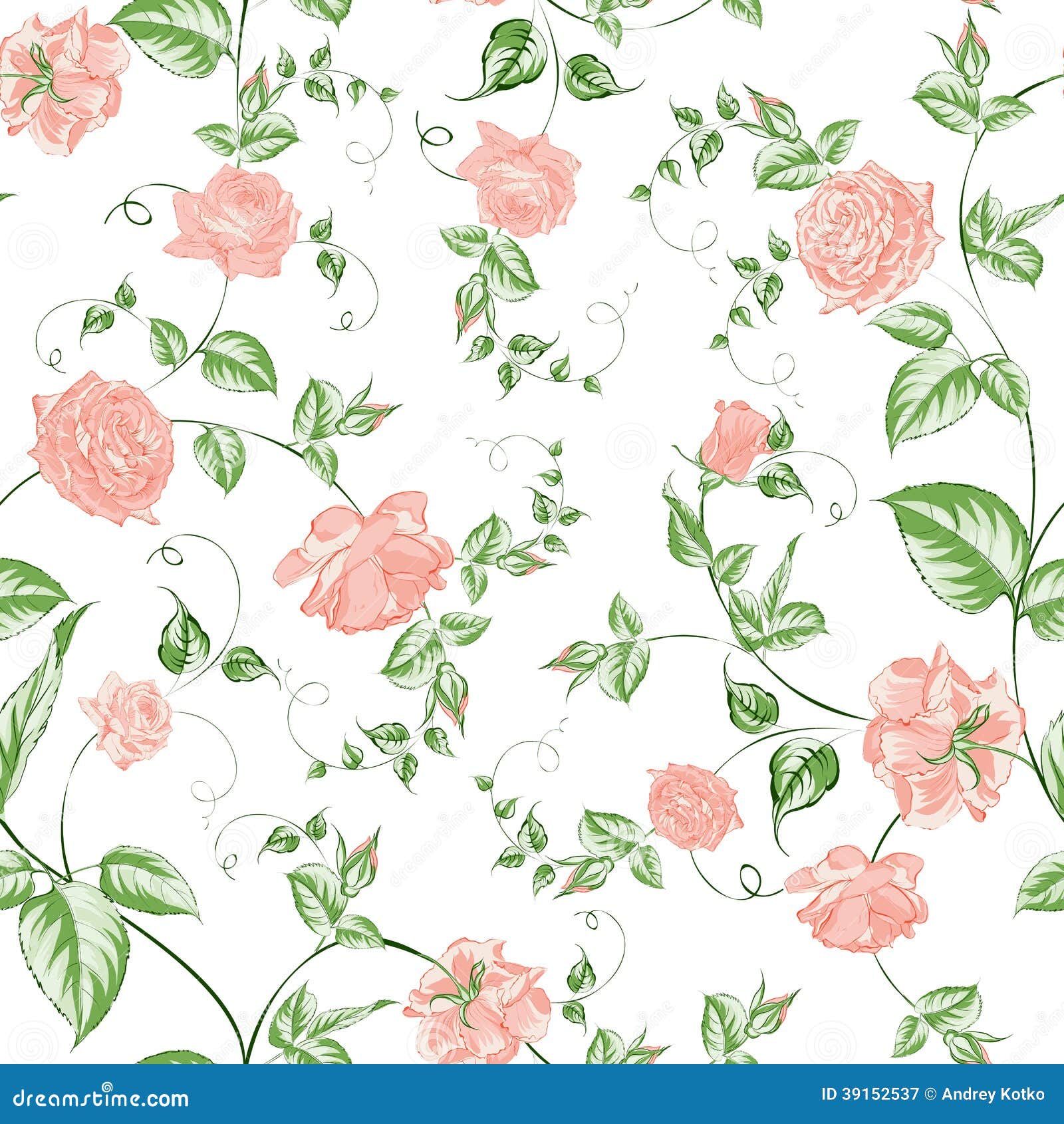 Seamless Texture of Beautiful Roses for Textiles Stock Vector ...