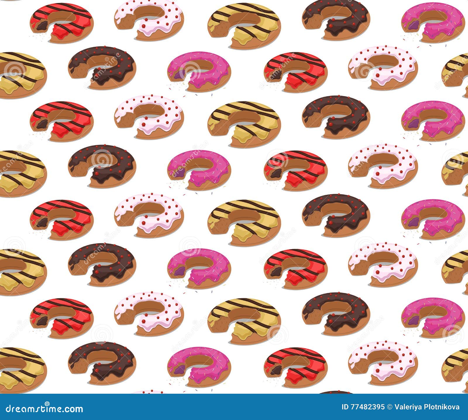 Seamless Texture With A Bite Donuts Into The Glaze And Grit. Royalty ...