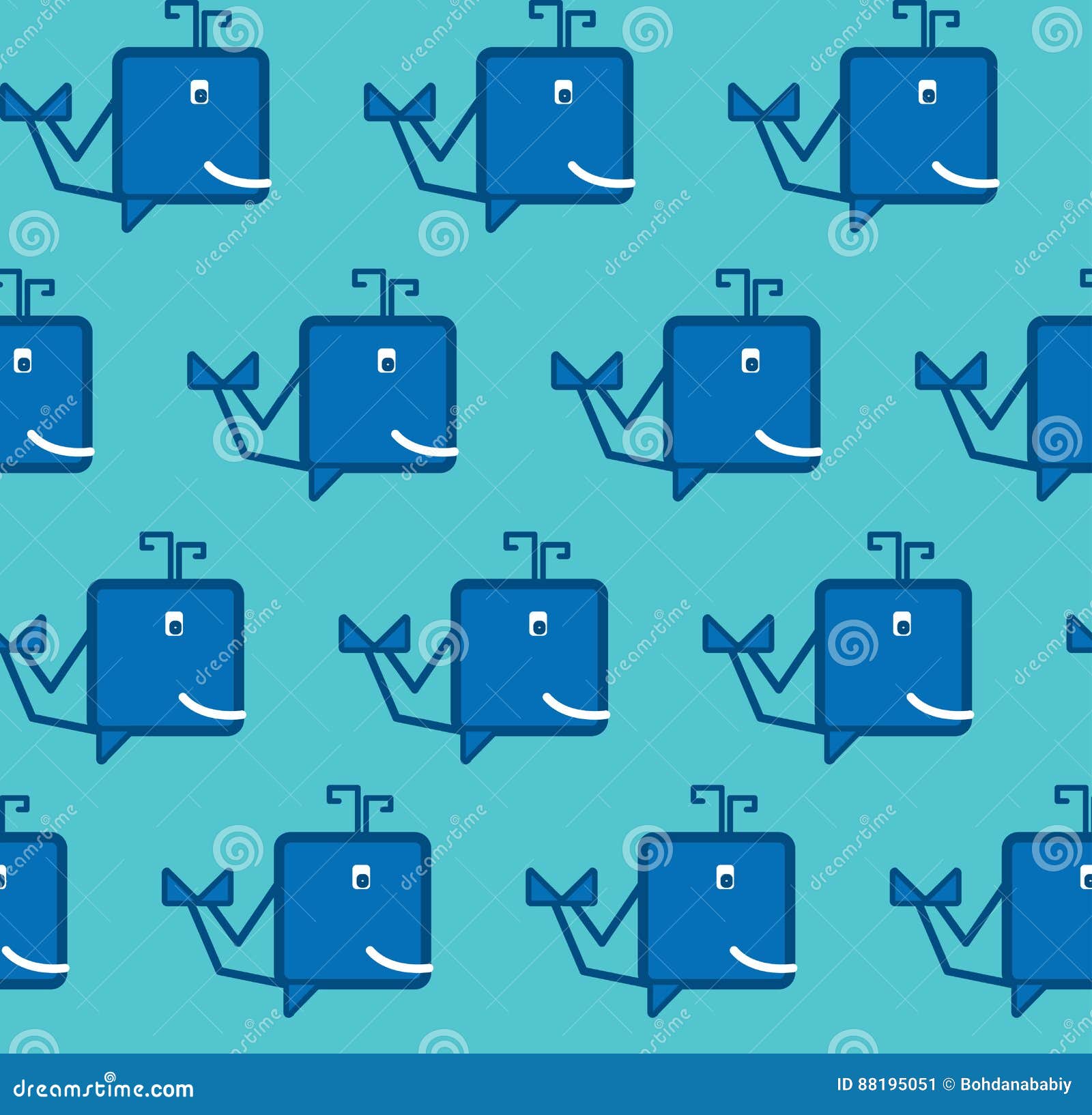 Seamless Texture With Blue Cartoon Whale | CartoonDealer.com #88195051