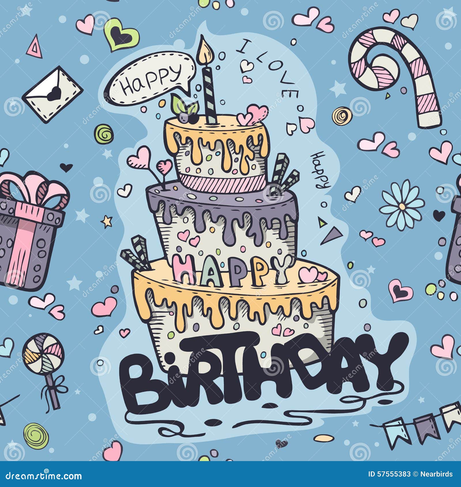 Blue Colored Happy Birthday Greeting Card Royalty-Free Stock ...