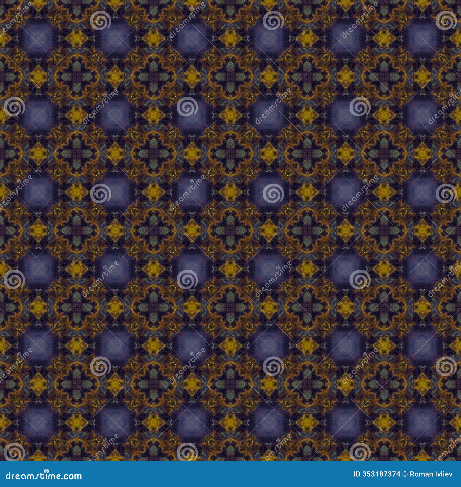 A Seamless Texture Blue and Gold Geometric Pattern Stock Illustration ...