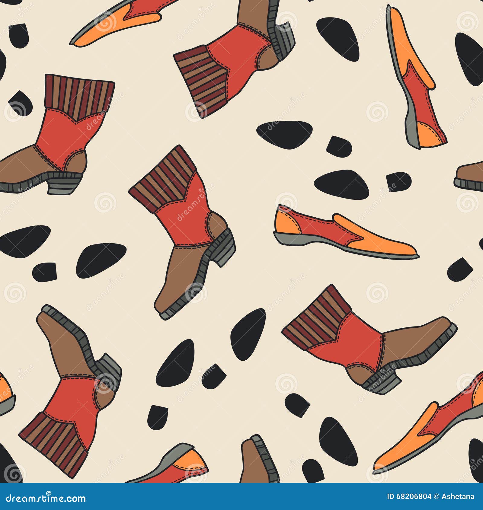 Seamless Texture with Boots and Shoes. Stock Vector - Illustration of ...