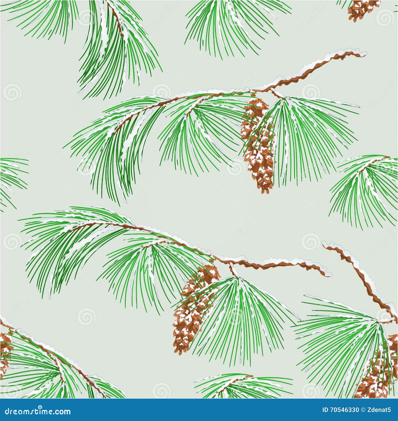 Seamless Texture Branch Pine and Snow Vector Stock Vector ...