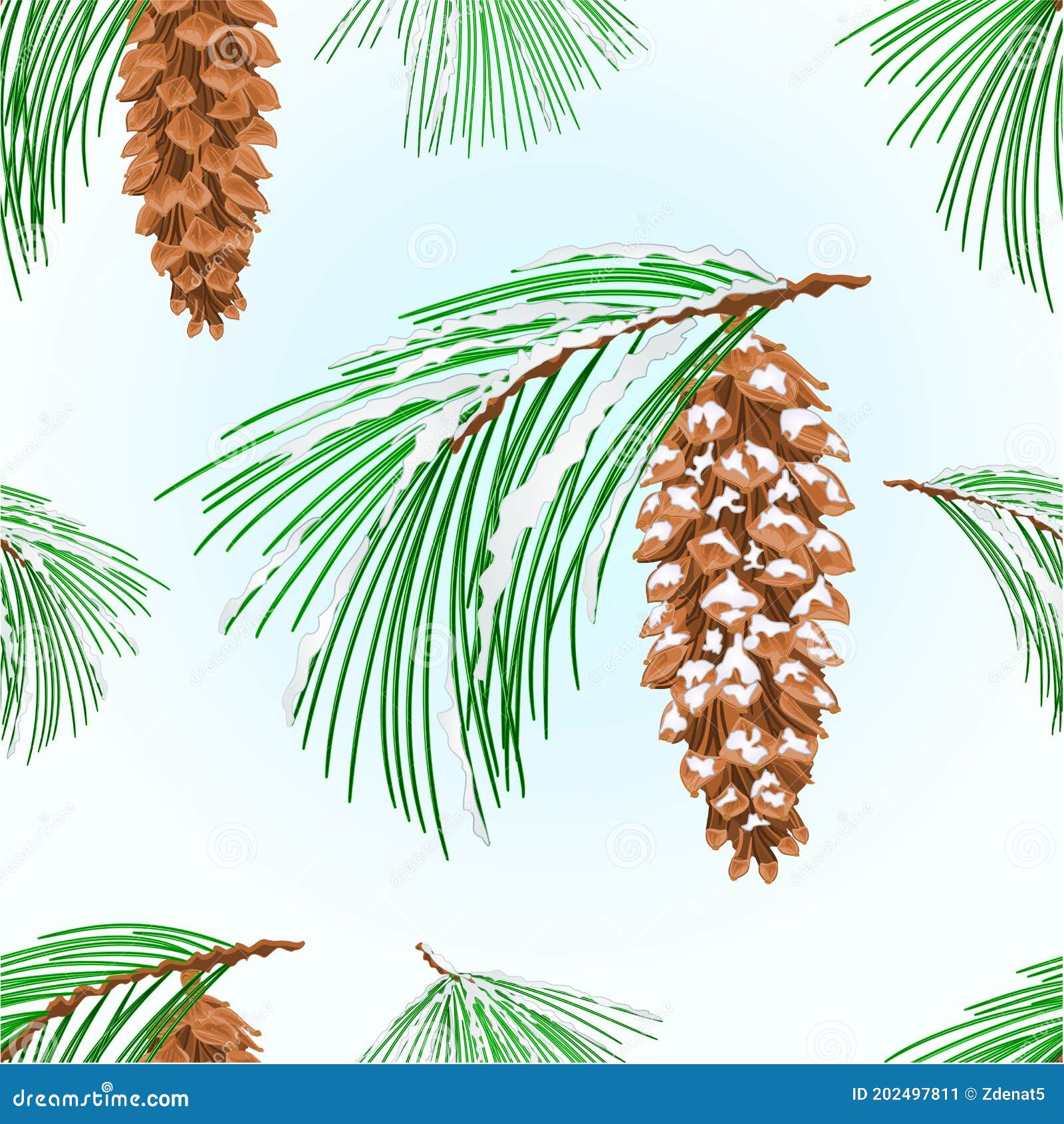 Seamless Texture Branches Eastern White Pine and Cones and Snow ...