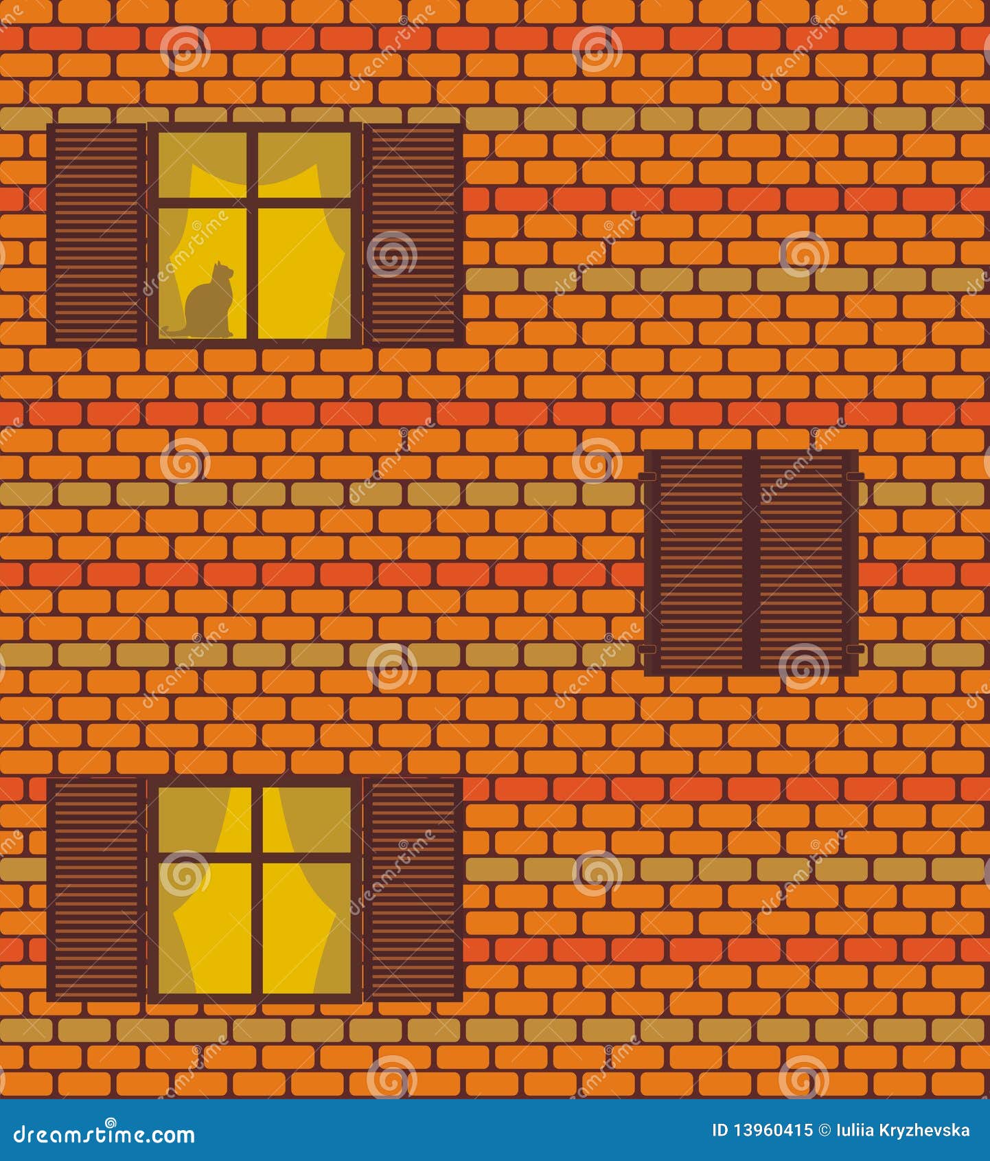 Seamless Texture With Brickwall And Windows Cartoon Vector ...