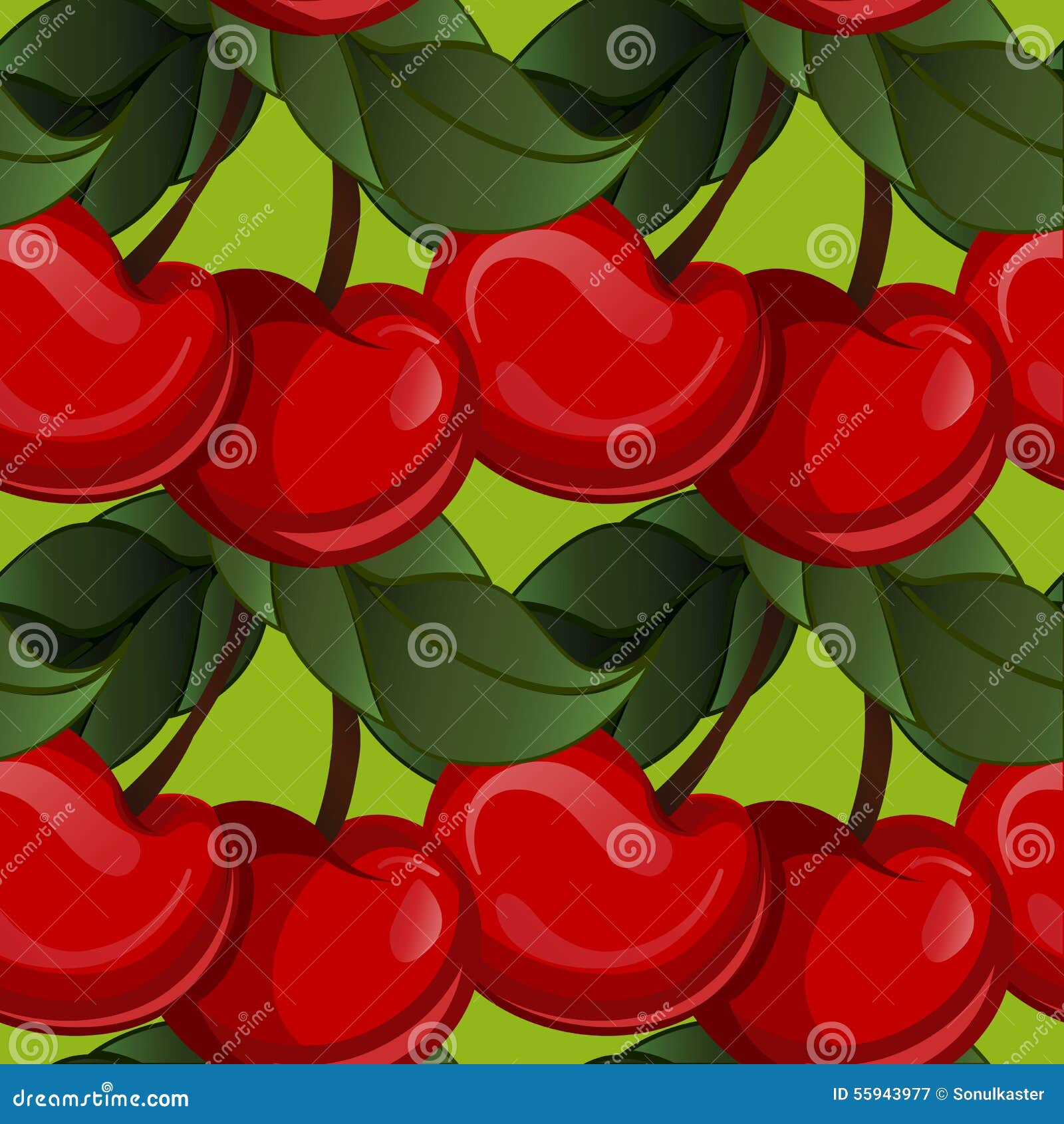 Seamless Texture - Bright Juicy Fresh Cherry Fruit Stock Vector ...