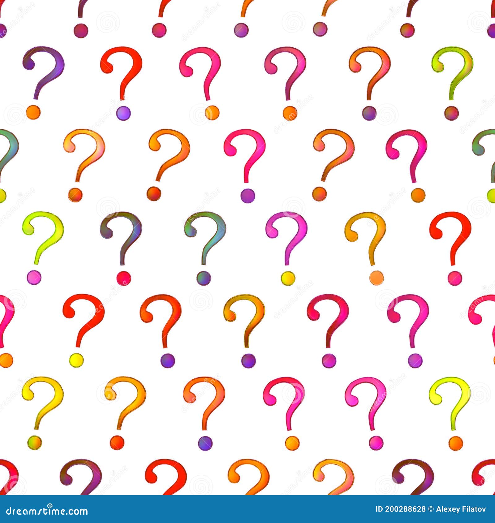 Seamless Texture of Bright Shiny Colorful Question Mark, Isolation on a ...