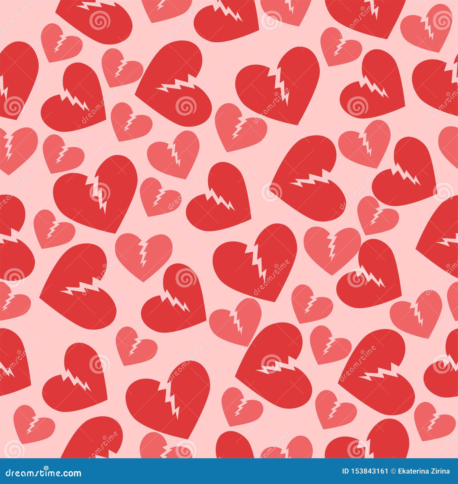 Seamless Texture with Broken Hearts. Red Pink Color. Vector Pattern Stock Illustration ...