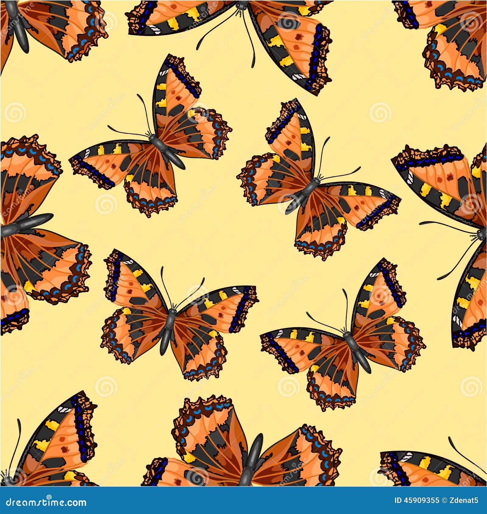 Seamless Texture Butterfly Vanessa Cardui Stock Vector - Illustration ...