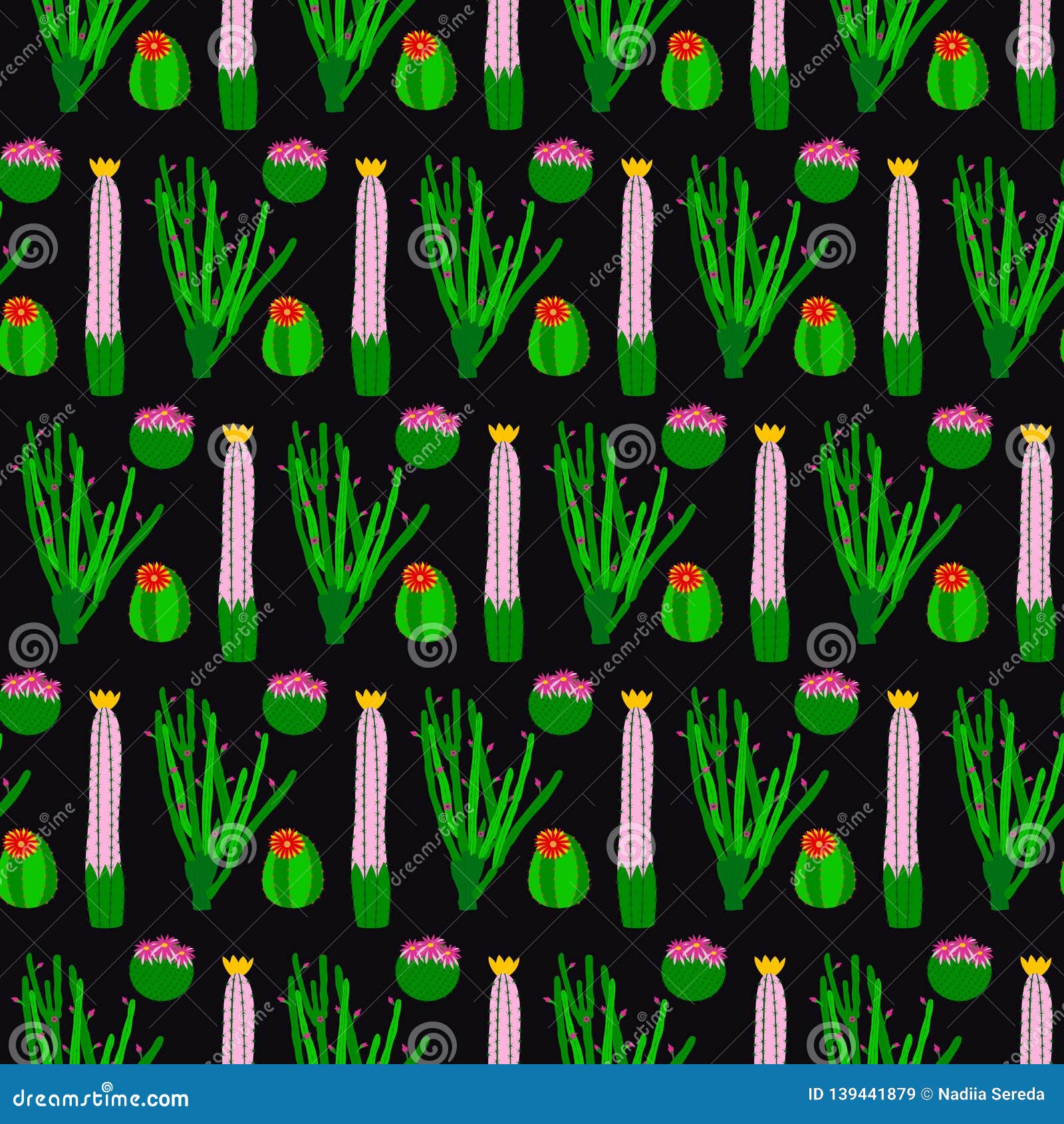 Seamless Texture with Cactus Stock Vector - Illustration of seamless ...