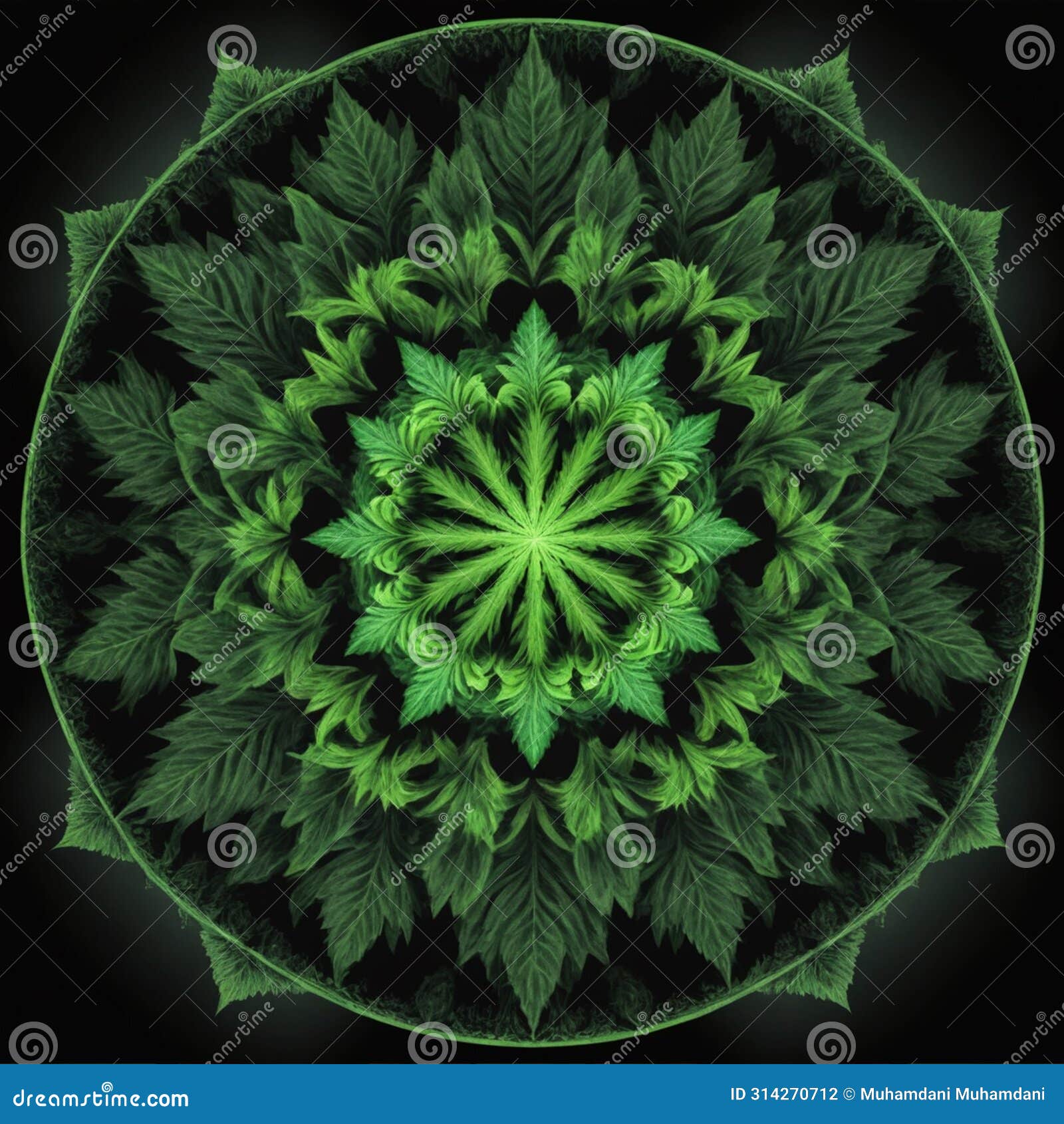 Seamless Texture Cannabis Leaves, Symmetrically Arranged in a ...