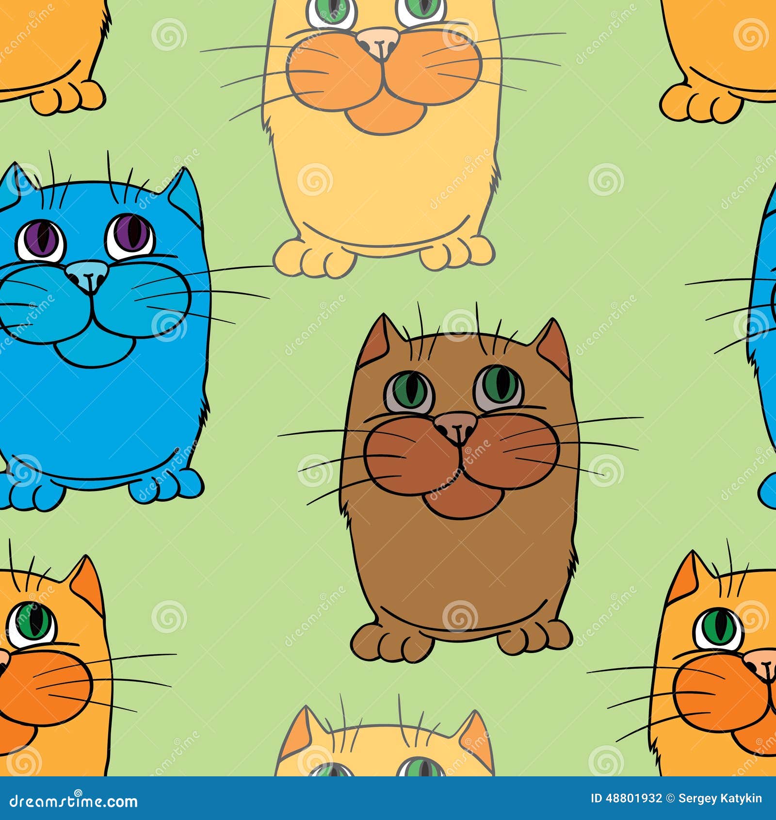 Seamless texture. Cats. stock vector. Illustration of tail - 48801932