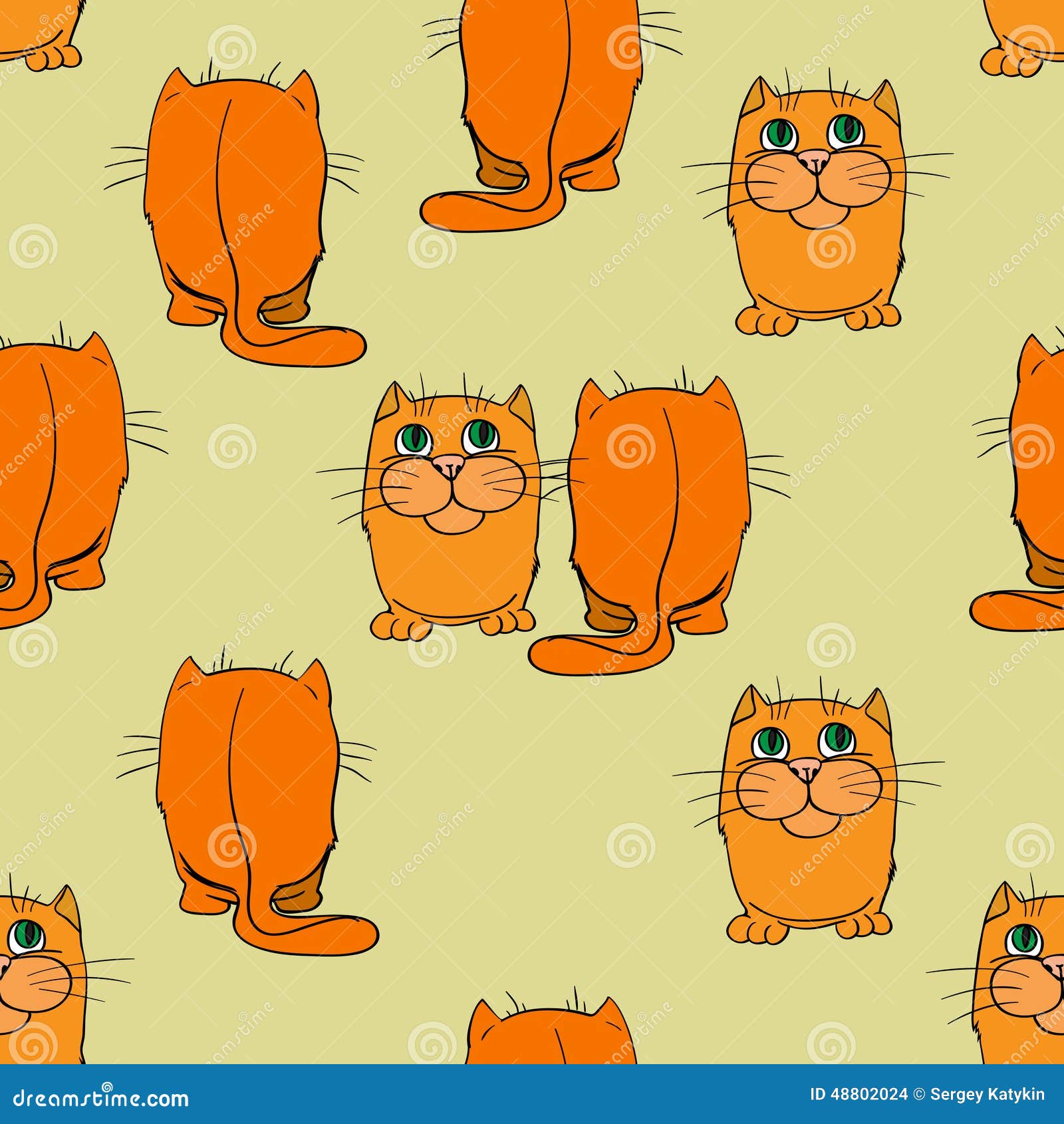 Seamless texture. Cats. stock vector. Illustration of fabric - 48802024