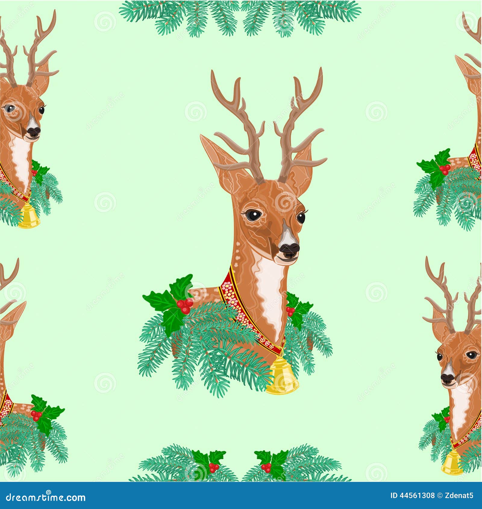 Seamless Texture Christmas Reindeer Vector Stock Vector - Illustration ...