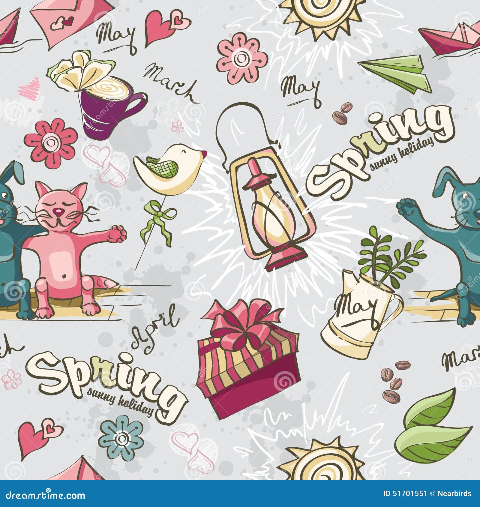 Set Of Spring Doodles. Beginning Of Spring Symbols. Imbolc Wiccan ...