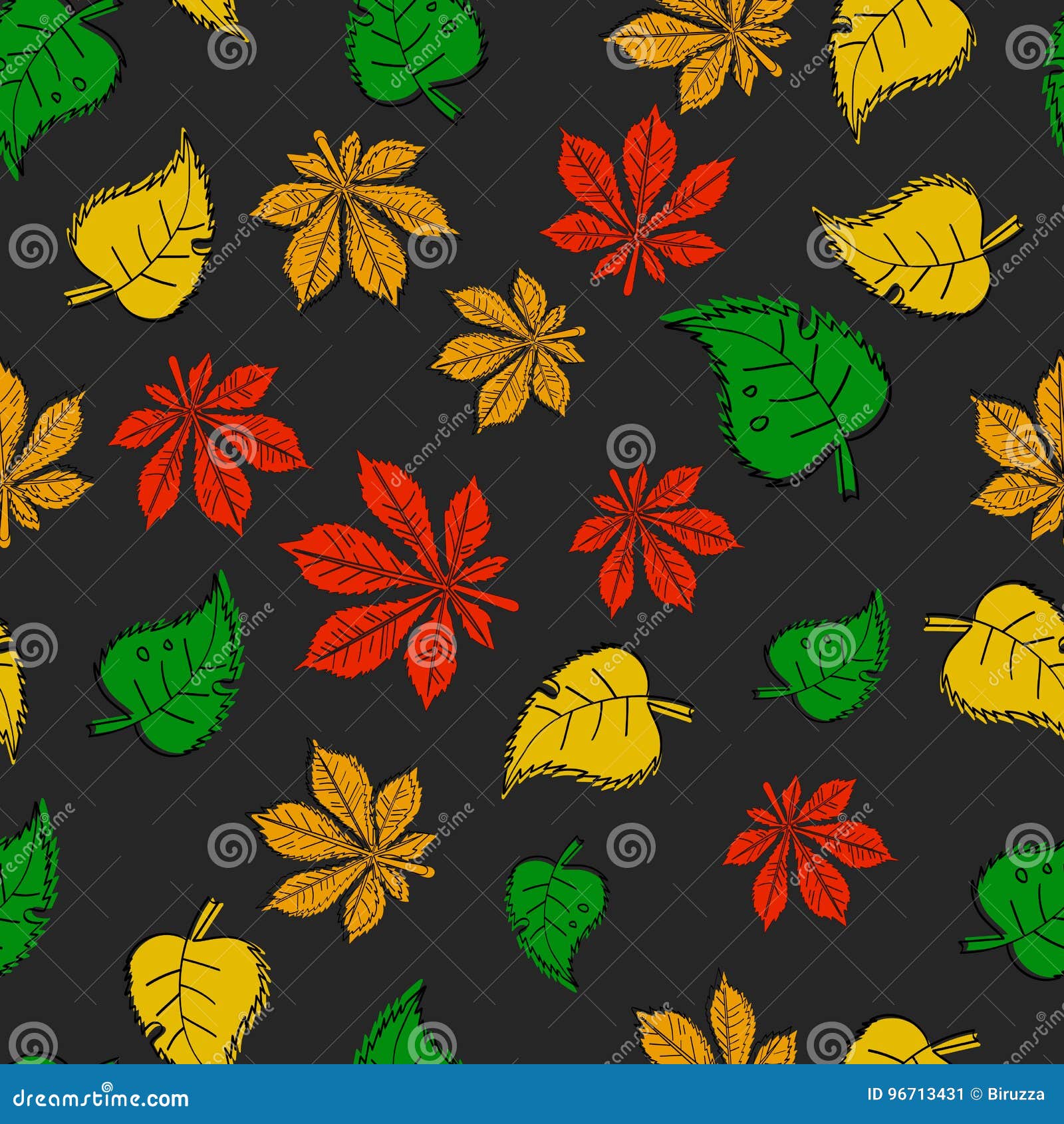 Seamless Texture of a Colored Tree Leaves Stock Vector - Illustration ...